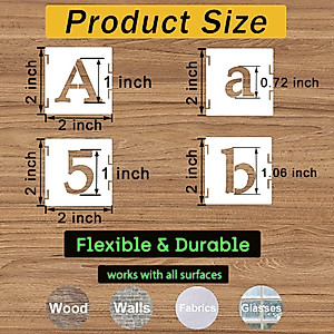 DZXCYZ 1 Inch Alphabet Letter Stencils, 65 Pcs Reusable Plastic Letter Number Symbol Interlocking Drawing Template Kit for Painting on Wood, Wall, Fabric, Rock, Signage, Door Porch