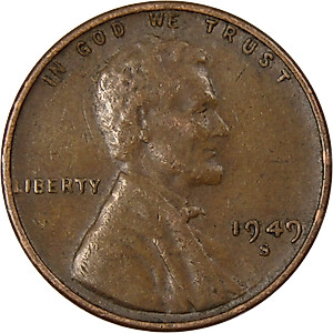 1949 S Lincoln Wheat Cent AG About Good Bronze Penny 1c Coin Collectible