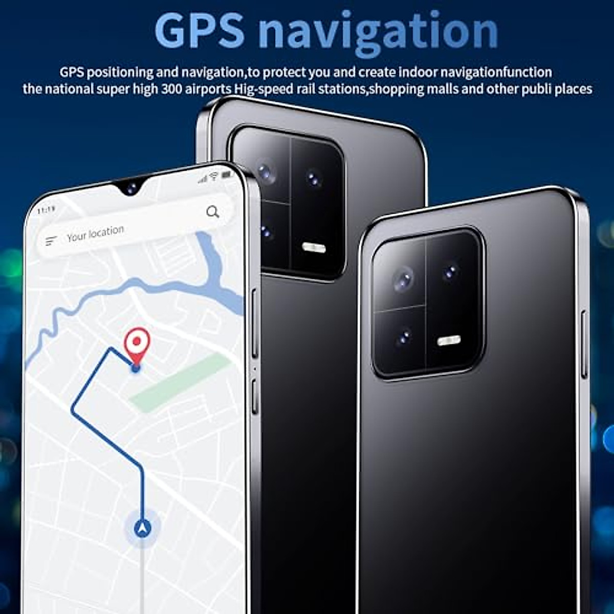 Unlocked 4G Cell Phone 6.54 Inch Screen,12, 8GB RAM 256GB ROM, 32MP 16MP Camera, GPS Navigation,Screen, Facial Unlocking (US Plug)