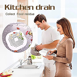 3 Pack Drain Cover Hair Catcher Pad, Silicone Tube Trap Shower with Sucker for Bathroom Kitchen, 5.5" Flat Square Rubber Strainer Plug Filter Bathtub Sink Home Drain Protectors, Black