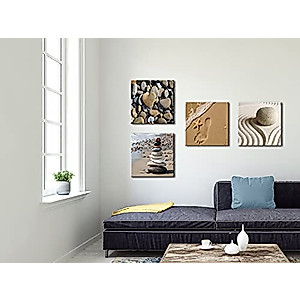 Wieco Art Romantic Beach Theme 4 Piece Modern Giclee Artwork Sea Beach Ocean Canvas Prints Contemporary Abstract Seascape Pictures Paintings on Canvas Wall Art for Bedroom Home Decorations