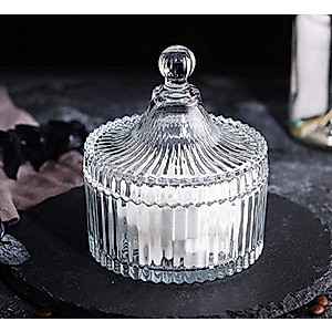 1PCS 300ml/10oz Tent Shaped Crystal Glass Candy Dish with Lid Candy Box Sugar Bowl Jar Biscuit Barrel Candy Buffet Storage Container for Home Office Desk Decor