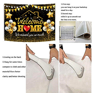 Gold and Black Welcome Home Banner Family Reunion Backdrop Welcome Home Decorations We Missed You So Much Decorations Welcome Back Banner Welcome Sign for Party Supplies 7x5FT