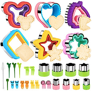 29Pcs Sandwich Cutter and Sealer Set, HAIMST Sandwich Cutters for Kids Lunch Sandwich Bread Decruster DIY Cookie Cutters Fruit Vegetable Cutter Shapes Sandwich Mold for Kids Bento Lunch Box