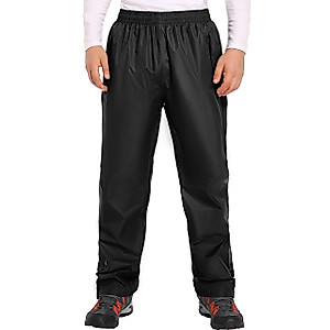 JAEZZIY Mens Rain Pants,Waterproof Rain Over Pants,Windproof Lightweight Rain Pants for Rain Outdoor Work,Golf,Fishing,Hiking (Black, XL)