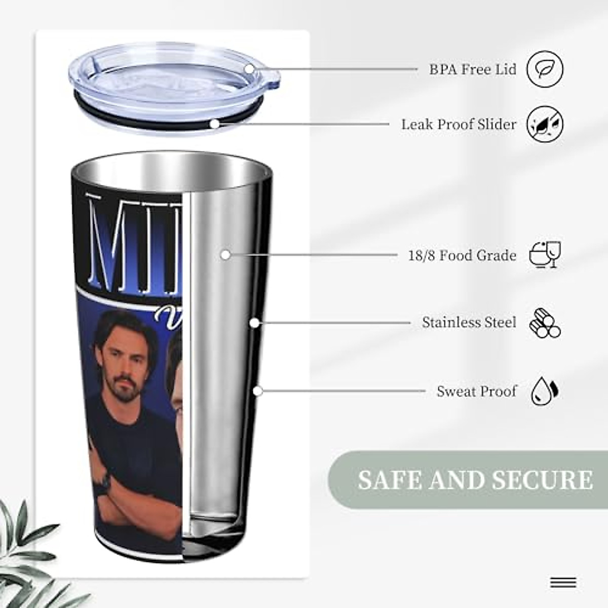 OAEWRE Milo Actors Ventimiglia Stainless Steel Mug Insulated Tumbler Coffee Mugs with Lids and Straw Double Wall Vacuum Cup 20oz