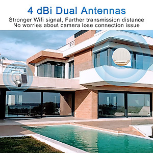 Facamword Solar Security Camera Outdoor Wireless 1080P WiFi Home Surveillance Camera Color Night Vision PIR Human Motion Detection Alert Spotlight Two Way Audio Battery Powered