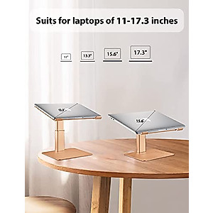 DEEDRR Laptop Stand for Desk Ergonomic Adjustable Height Angle Riser , Computer Stand Laptop Holder for 11-17 Inches Notebook MacBook Aluminum (Gold)…