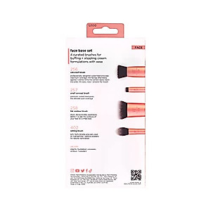 Real Techniques 4 Piece Face Base Makeup Brush Set, For Concealer, Foundation, Contour, & Setting Powder, For Blending & Sculpting, Travel Friendly, Gift Set, Stocking Stuffer, Cruelty-Free