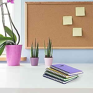 Coopay 4 Pieces Spiral Notebook Steno Pocket Notepad with Pen in Holder and Sticky Notes, Page Marker Index Tabs Flags Making Plans Writing Memos Office School Supplies (Yellow, Blue, Purple, Green)
