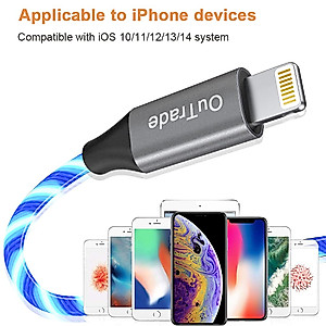 LED iPhone Charger Cord Light Up Lightning Cable | MFi Certified Apple Charger | Cool USB Fast Charging for iPhone 12 11 Pro Max XR X SE 8 Plus, iPad iPod and More (Blue, 6ft)