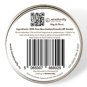 Pure New Zealand Lanolin EP Grade 20g-Effective nipple cream rich in vitamin D3