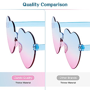Zando 8Pairs Heart Glasses Heart Shaped Sunglasses Pink Heart Sunglasses Red Glasses Blue Sunglasses Purple Glasses Neon Glasses Black Heart Sunglasses Unisex for Party Festival B Candy Colors