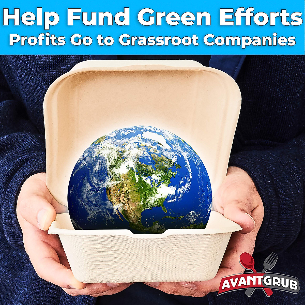 Avant Grub Durable, Grease-Proof 6x6 Clamshell Small To Go Box 100pk. Disposable, Leak-Proof and Microwavable Take Out Food Container With Hinged Lid. Great for Parties, Restaurants and Food Trucks!