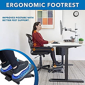 Mount-It! Ergonomic Under Desk Footrest | Height Adjustable Office Foot Rest with 3 Height Levels | Tilting Foot Stool | Home Office Footrest with Massage Surface for Improved Circulation (MI-7801)