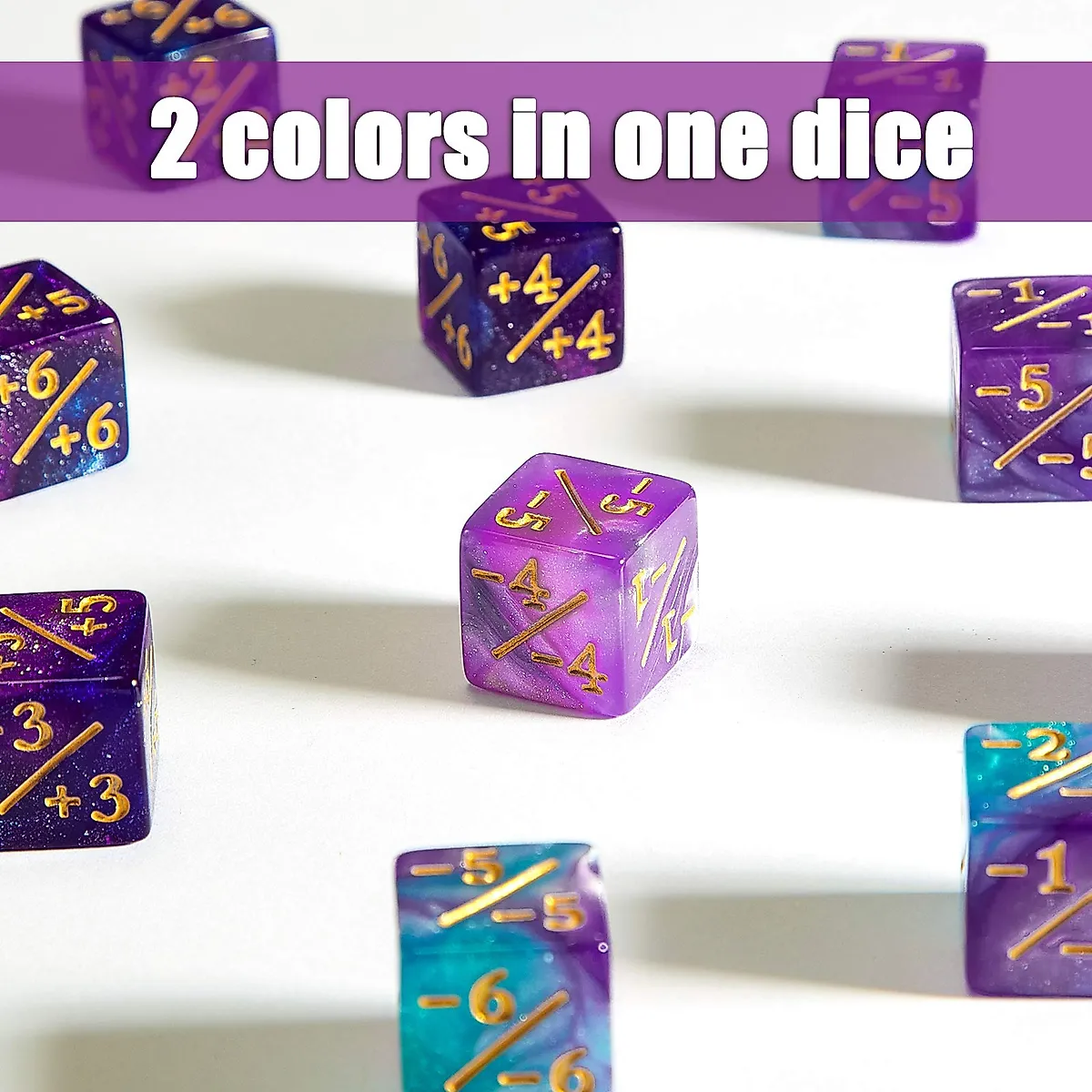 Sumind 24 Pieces MTG Dice Counters Token Dice Compatible with Magic The Gathering Dice Glitter D6 Dice Cube Loyalty Counter Dice Compatible with MTG, CCG, Card Gaming Accessory (Fresh Style)