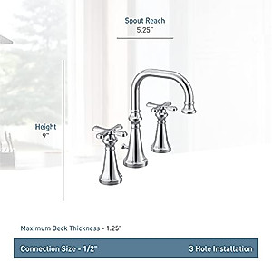 Moen TS44103BL Colinet Traditional Two Widespread High-Arc Bathroom Faucet with Cross Handles Valve Required, Matte Black