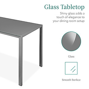 Best Choice Products 5-Piece Glass Dining Set, Modern Kitchen Table Furniture for Dining Room, Dinette, Compact Space-Saving w/Glass Tabletop, 4 Upholstered PU Chairs, Metal Steel Frame - Gray