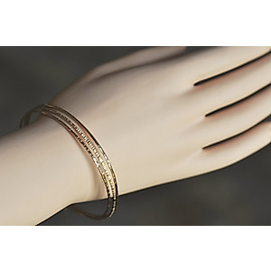 14k gold filled Bangles hammered slip on set of 3 textures, Mu-Yin Jewelry Handmade in USA (M)