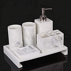 DVTEL Bathroom Supplies Kit Bathroom Set Rinse Set Resin Mouthwash Cup Toothbrush Holder Set (Color : White, Size : 6-Piece Set)