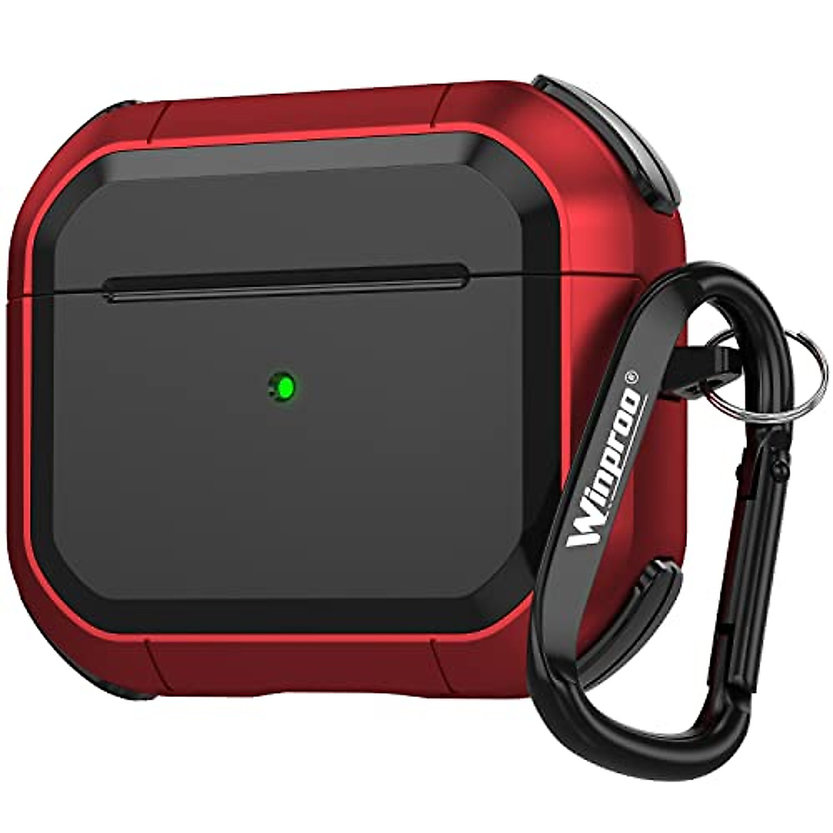 Winproo Armor Airpods 3rd Generation Case Cover with Keychain, Military Hard Shell Full-Body Shockproof Protective Case Skin for Airpods 3rd Gen [Red]
