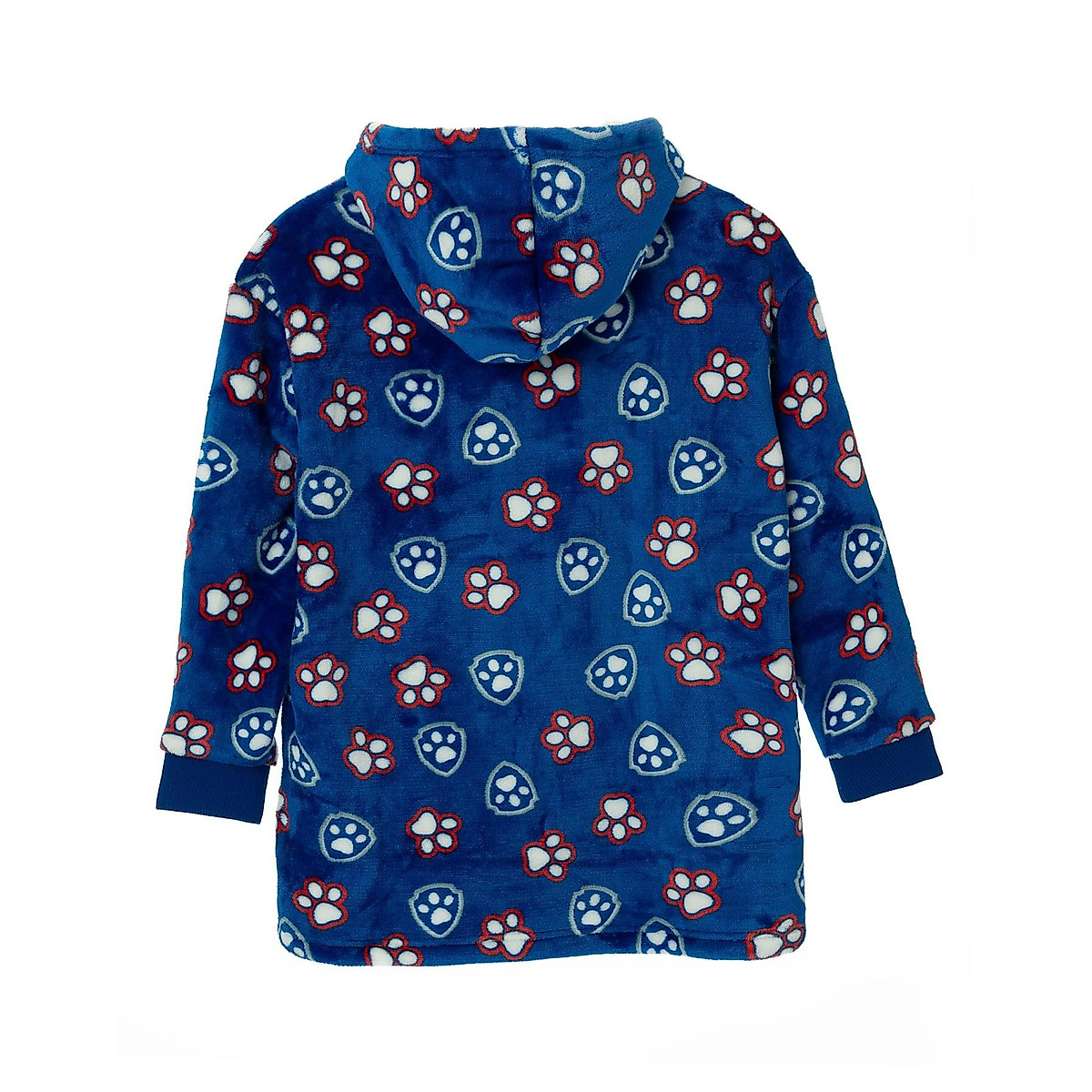 Paw Patrol Boys Wearable Hooded Blanket | Kids Blue Chase the Police Dog All Over Print Fleece Hoodie | Pullover Loungewear