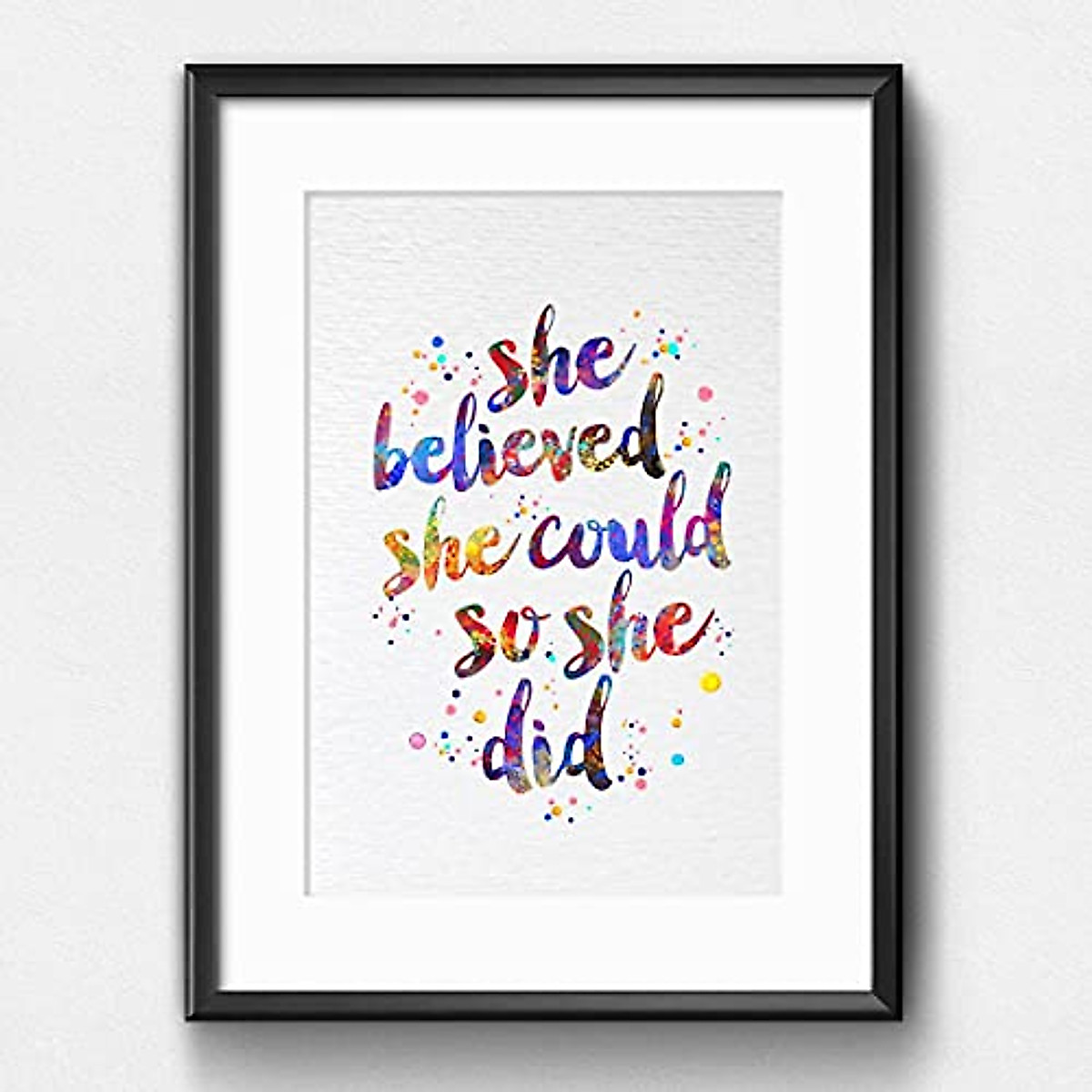 Dignovel Studios Unframed 8X10 She believed she could, so she did Inspirational Quotes Watercolor Art Print Poster dnc40