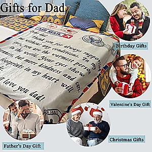 Dad Blanket - Throw Blanket to My Dad, I Love You Dad Gifts from Daughter or Son for Dad, Birthday Gifts for Dad Unique, Air Mail Letter Blanket for Fathers Day