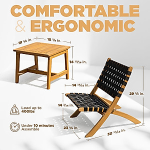 IDZO Foldable Reclining Design Heavy Duty 400lbs Capacity Patio Bistro Set 3 Piece Outdoor