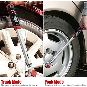 VANPO 1/2-Inch Drive Digital Torque Wrench(12.5-250.8 ft-lbs./17-340Nm), Electronic Torque Wrench with Buzzer & LED Indicator, Accurate to ±2%,Torque Wrench Set for Bike Moto Car