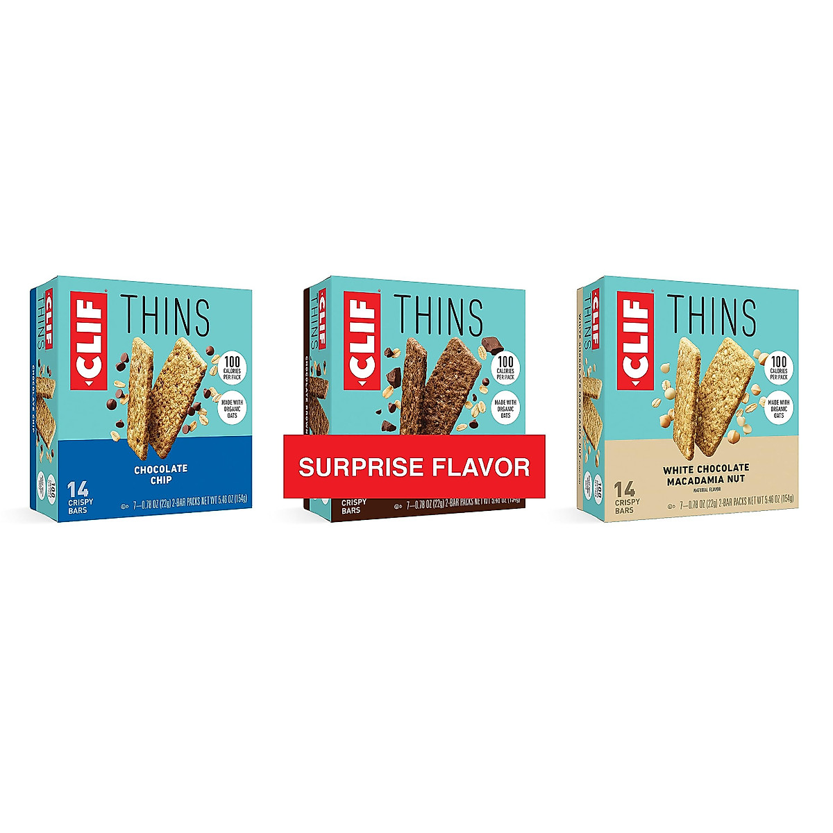 CLIF BAR Thins - Variety Pack - Crispy Snack Bars - Made with Organic Oats - Non-GMO - Plant-Based - 100 Calorie Packs - Amazon Exclusive - 0.78 oz (Pack of 3)