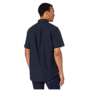 Tommy Hilfiger Men's Short Sleeve Button Down Shirt in Classic Fit, Navy Blazer, X-Large