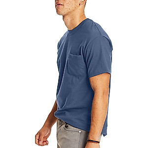 Hanes Men's Beefy Short Sleeve Pocket Tee Value Pack (2-Pack), Denim Blue, X Large