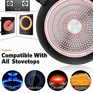 KOCH SYSTEME CS 12'' Black Wok with Lid, Ultra Non Stick Frying Pan with Glass Cover, Marble Coating Deep Frying Pan with APEO & PFOA-Free, Aluminum Stir Fry Pan, Induction Compatible