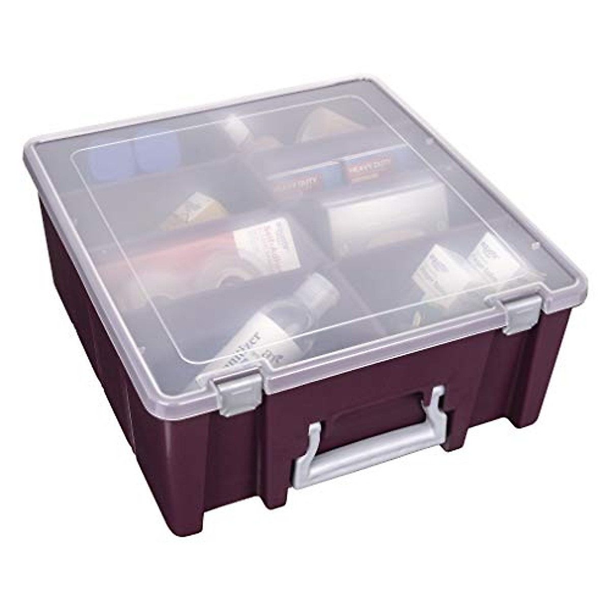 AB Designs 6990ABP Super Satchel Double Deep with Removable Dividers, Stackable Home Storage Organization Container, Plum