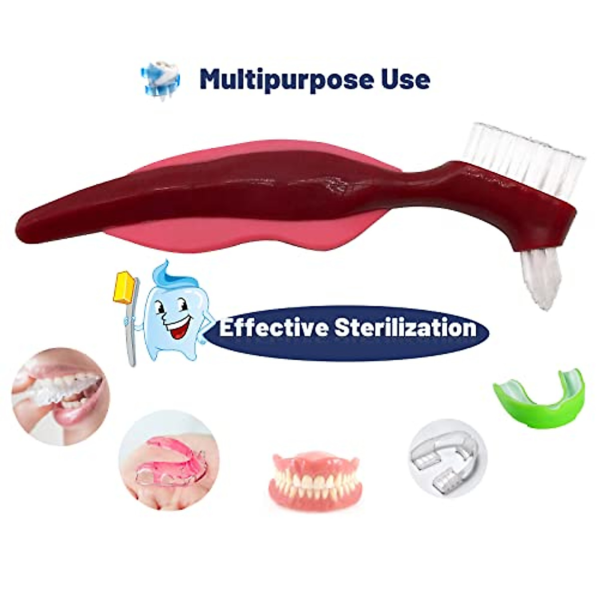 Premium Hard Denture Brush Toothbrush, Cleaning Brush, Multi-Layered Bristles & Portable Denture Double Sided Brush, Denture Care(Pack of 3)