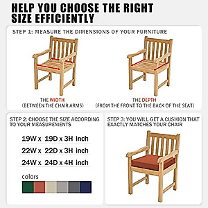 Favoyard Patio Chair Cushion 19 x 19 Inch Waterproof Outdoor Seat Cushions for Patio Furniture 3-Year Color Fastness Garden Sofa Couch Chair Pads with Handle and Adjustable Straps Set of 2, Spice