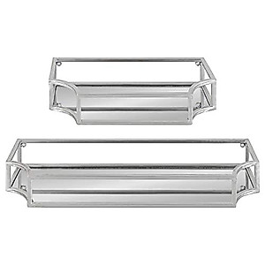 Kate and Laurel Ciel Modern Glam Metal Wall Shelf Set, Set of 2, Silver, Elegant Wall Decor and Storage