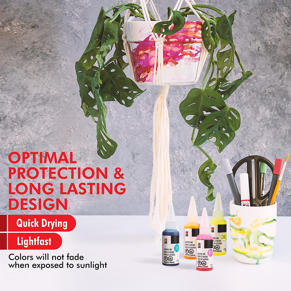 Marabu Neon Alcohol Ink Set - 4 Neon Alcohol Inks, Yellow, Orange, Pink, Blue - Vibrant Alcohol Ink for Epoxy Resin, Tumblers, Alcohol Ink Paper - Large 0.68 Ounce Inks