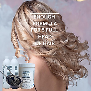 1.1 Pound Tub Premium White Toner Dye Hair Bleach Powder Lightener + 13.5 OZ 9% 40 Vol Developer +More (Blue Lightening Powder)