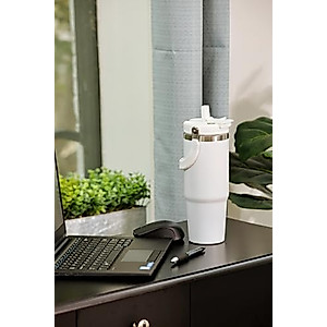 SENSO® Venture DuoFlow 30 oz Vacuum Insulated Stainless Steel Travel Tumbler - Double-Wall Insulated with Copper Lining, Flip-Top Lid, and Handle (GRAY)