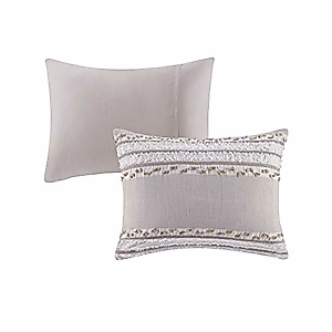 INK+IVY 100% Cotton Comforter Set Trendy Stripe Textured Design, Modern Down Alternative, All Season Cozy Bedding with Matching Shams, King/Cal King, Taupe Jacquard Stripes