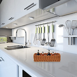 Kichvoe Seasoning Jar Storage Box Rustic Touch Elegance Room Decorations Housewares Woven Storage Basket Cutlery Storage Desktop Tableware Cutlery Rack Cutlery Basket Drain Basket Plastic