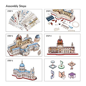 CubicFun 3D Puzzle for Adults Moveable Notre Dame de Paris Church Model Kits Large Challenge French Cathedral Brain Teaser Architecture Building, 293 Pieces Christmas Decorations