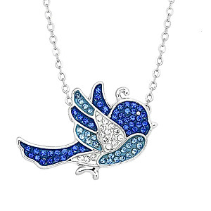 Lola Bella Gifts Crystal Bluebird of Happiness Pendant Necklace with Gift Box