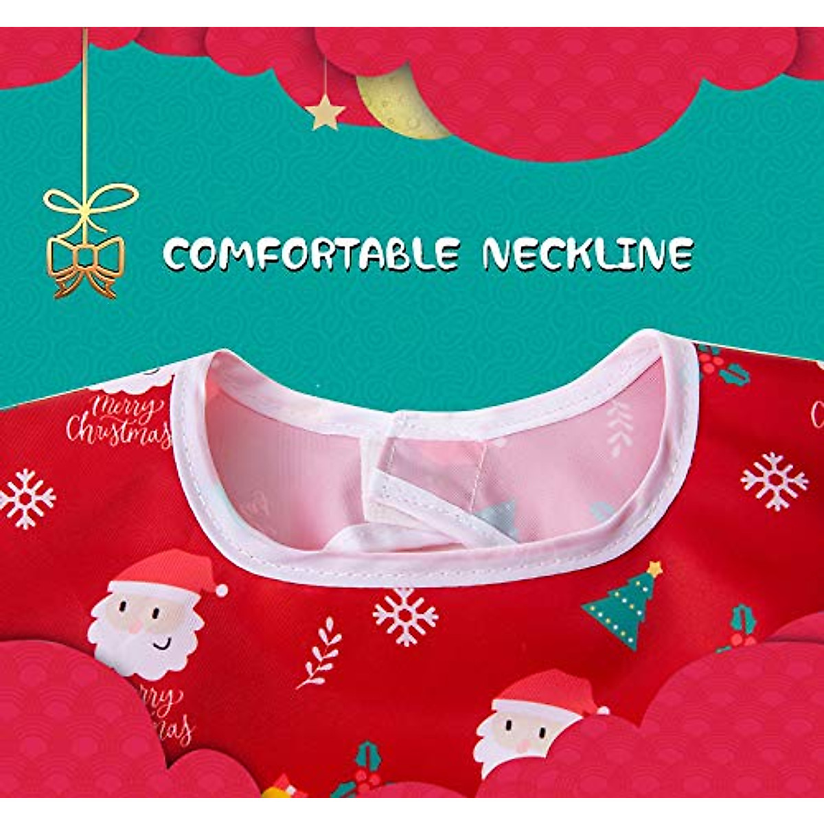 Little Dimsum Full Sleeved Feeding Bib 2 Pack,Baby & Toddler Waterproof Bib Apron,Food Protection Large Pocket Eating Smock 6-48 Months