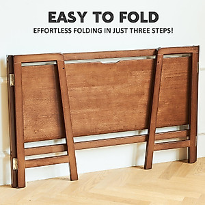 Solid Wood Folding Desk Mid Century Modern Desk, 47'' Foldable Writing Computer Desk for Home Office, Simple Study Makeup Workstation, Wooden Study Office Desk Table for Small Spaces, Walnut Color