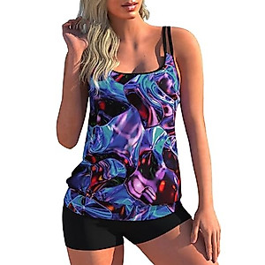 B2prity Tankini Top for Women Swimwear Top Only Tummy Control Bathing Suits Modest Swimsuits Blouson Swim Tank Top No Bottom