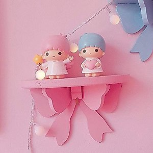 MHBY Decorative Wall Shelf. Lovely Pink Bowknot Bedroom Shelf Wall-Mounted Cosmetic Wooden Storage Rack Girl Heart Room Decorative Wall Shelf | Bathroom Shelf.
