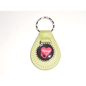1967 1968 1969 1970 FURY VIP BARRACUDA VALIANT HEART LOGO LEATHER KEYCHAIN - LIME GREEN